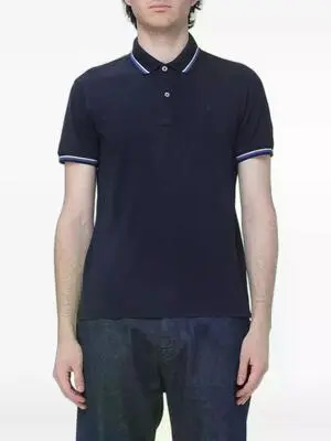 BROOKSFIELD Logo-embroidered Striped-trim Polo Shirt - Blue