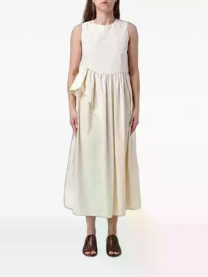 MEIMEIJ Ivory Cotton Ruffled Midi Dress