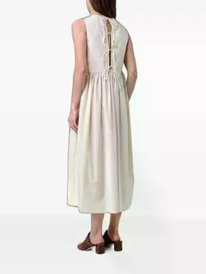 MEIMEIJ Ivory Cotton Ruffled Midi Dress