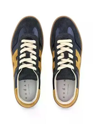 Hogan Metallic Leather Sneakers With Suede H Detail