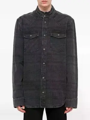 Balmain Quilted-effect Distressed-collar Shirt