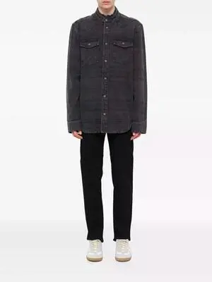 Balmain Quilted-effect Distressed-collar Shirt
