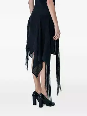 Yohji Yamamoto Asymmetric Layered-fringe Midi Skirt