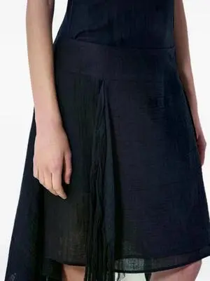Yohji Yamamoto Asymmetric Layered-fringe Midi Skirt