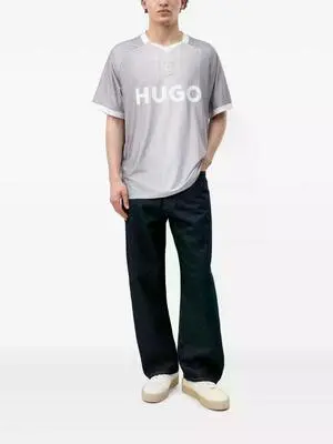 Hugo Logo-print V-neck T-shirt - Grey