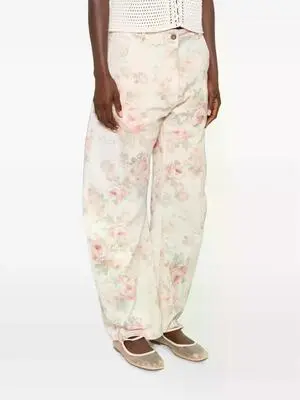 VICOLO Floral Print Trousers - Neutrals