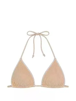 MC2 SAINT BARTH Glitter Detail Halterneck Bikini Top - Neutrals