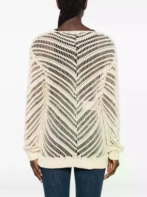 VICOLO Open-knit V-neck Sweater