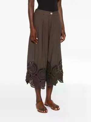VICOLO Crochet Trim Wide Leg Trousers