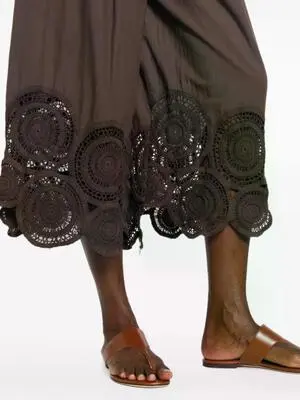 VICOLO Crochet Trim Wide Leg Trousers