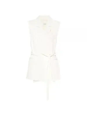 VICOLO Belted Sleeveless Waistcoat - Neutrals