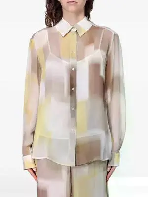Emporio Armani Abstract Print Chiffon Shirt - Neutrals