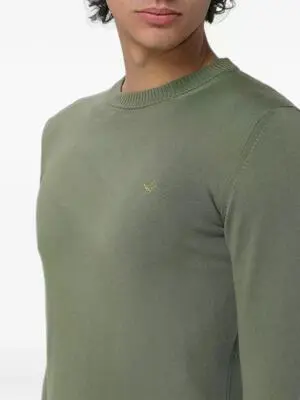 BROOKSFIELD Logo Embroidered Crew Neck Sweater - Green