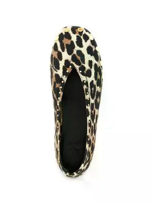 GANNI Leopard-print Stud-embellished Ballet Flats