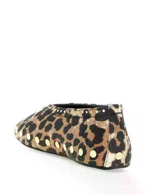 GANNI Leopard-print Stud-embellished Ballet Flats