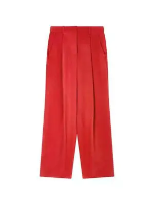 Giorgio Armani Felt Pleated Wide-leg Trousers - Red