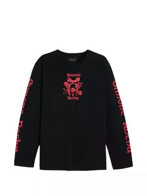 Simone Rocha Graphic Print Long Sleeve T-shirt - Black