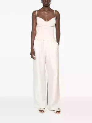 VICOLO Lace-overlay Top - Neutrals