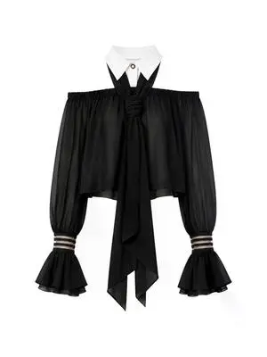 Elisabetta Franchi Off-shoulder Pussy-bow Blouse