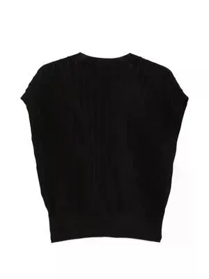 Dkny Ribbed Knit V-neck Sleeveless Top - Black