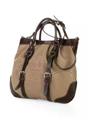 Prada Buckle-detail Jacquard Tote Bag