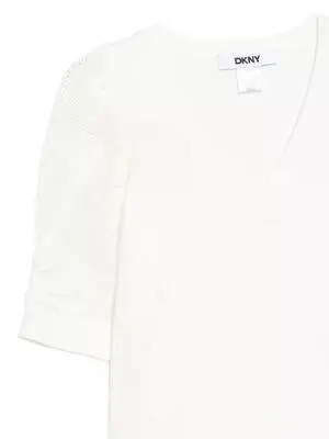 Dkny V-neck Puff-sleeve Top