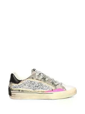 CRIME LONDON Glitter Embellished Camouflage Print Lace Up Sneakers - Grey