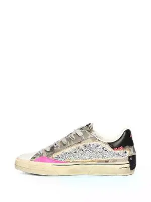 CRIME LONDON Glitter Embellished Camouflage Print Lace Up Sneakers