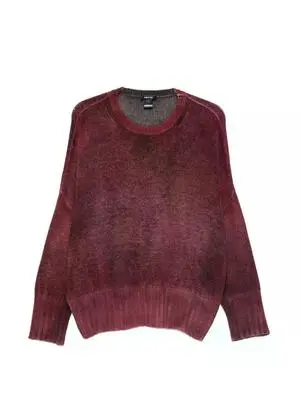 Avant Toi Wine Faded Effect Ribbed Knit Sweater - Red