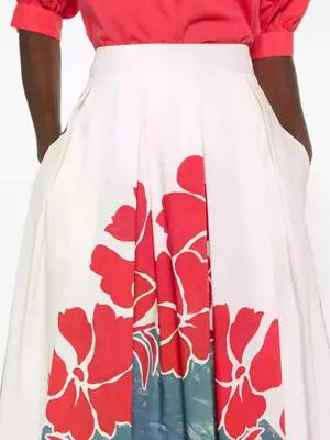 ZANETTI Floral Print Pleated Midi Skirt