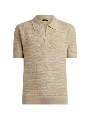 Etro Knit Cotton Polo Shirt With Braided Stitch - Neutrals