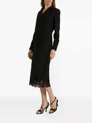 Alberta Ferretti Lace-trim Wrap Midi Dress - Black
