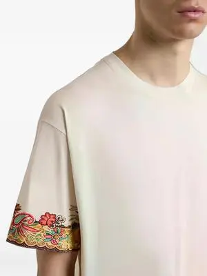 Etro Cotton Jersey T-shirt With Placed Paisley Print