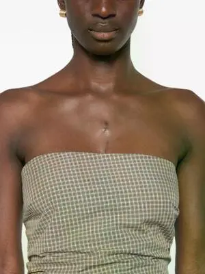 Enza Costa Plaid Pattern Tie-back Maxi Dress