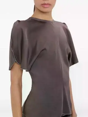 Victoria Beckham Bela Flutter-sleeve Top In Satin