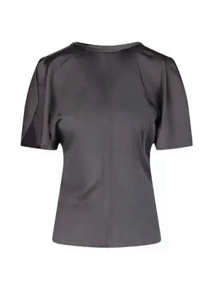 Victoria Beckham Bela Flutter-sleeve Top In Satin - Brown