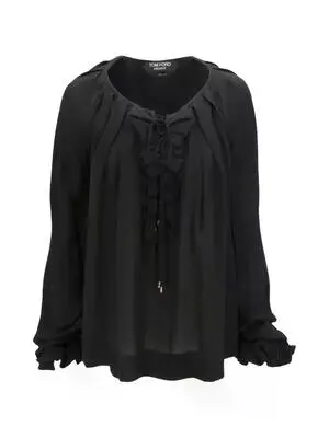 TOM FORD Lace-up Ruffle Blouse
