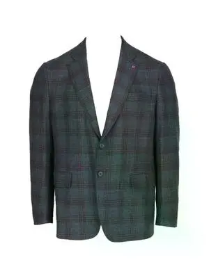 Isaia Check-pattern Blazer - Grey