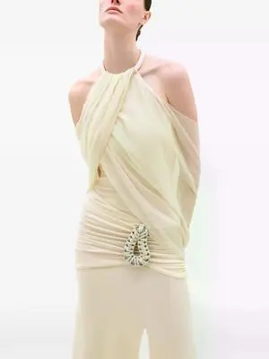 Silvia Tcherassi Clio Halterneck Draped Blouse