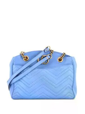 Gucci Matelassé Leather Chain Tote - Blue
