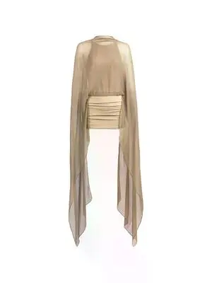 Silvia Tcherassi Kedar Cape-overlay Ruched Mini Dress