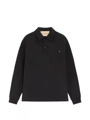 Valentino Garavani Vlogo-detail Long-sleeve Polo Shirt - Black