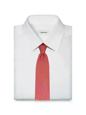 FERRAGAMO Gancini Square-print Silk Neck Tie