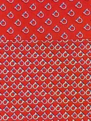 FERRAGAMO Gancini Square-print Silk Neck Tie - Red