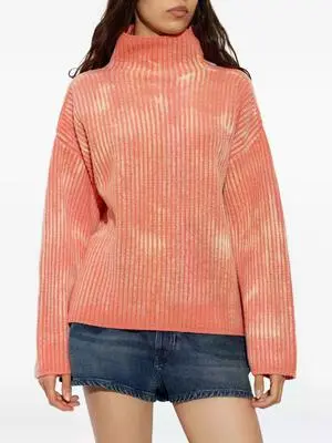 DIESEL® Ribbed Knit Roll Neck Sweater - Orange