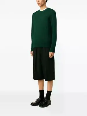 AMI Paris Crewneck Wool Sweater With De Coeur Embroidery