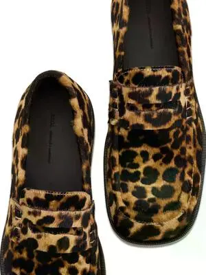 AMI Paris Leopard Print Leather Loafers