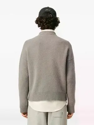 AMI Paris Crewneck Alpaca Sweater With De Coeur