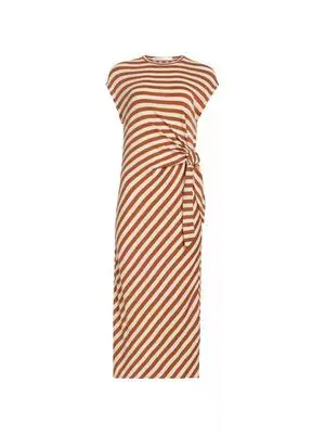 MARIE OLIVER Elowyn Striped Tie-waist Midi Dress - Brown