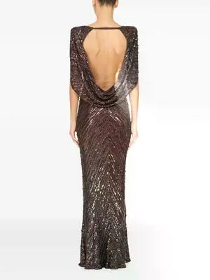 Jenny Packham Sakari Sequin Gown With Integrated Cape